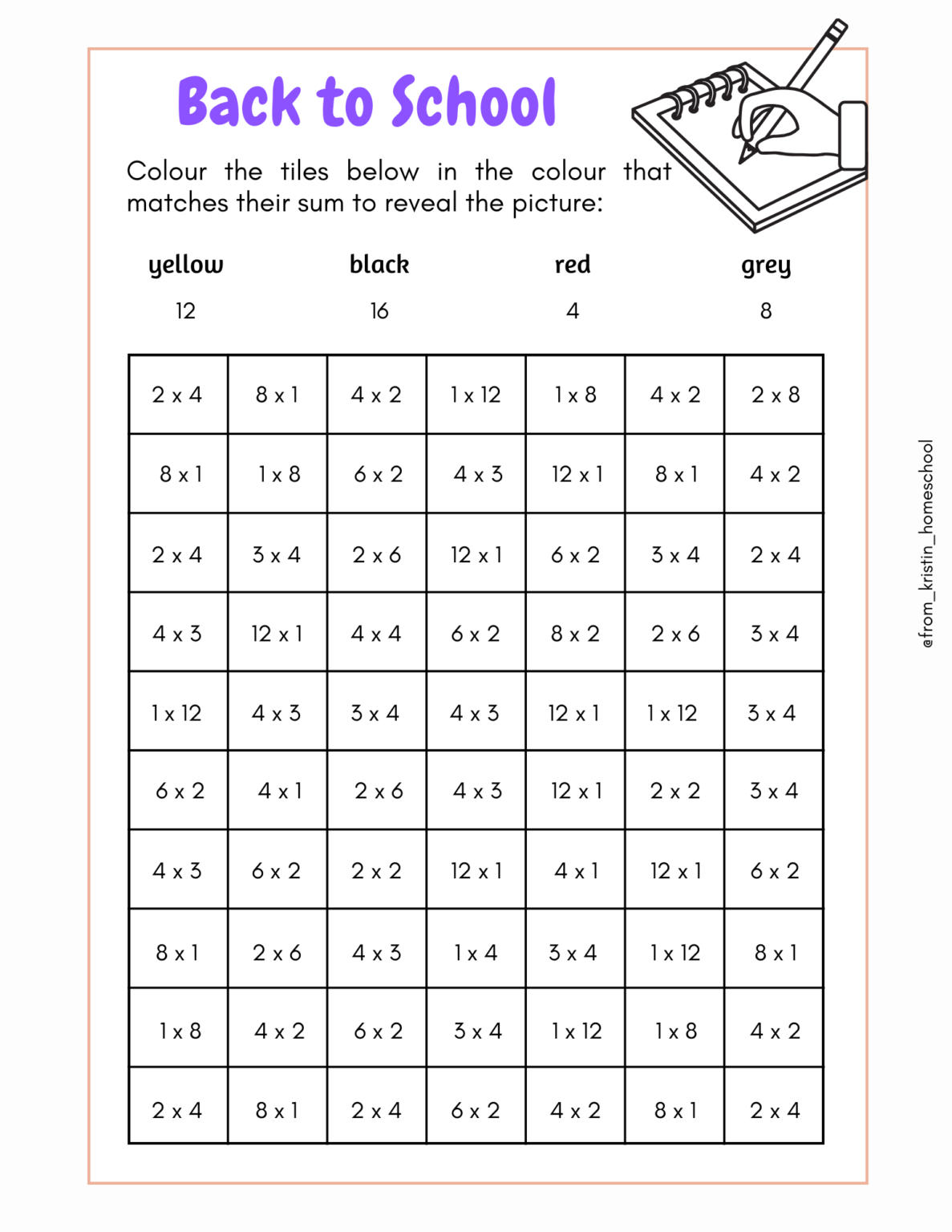 Multiplication Math Coloring Worksheets ⋆ fromkristin.com